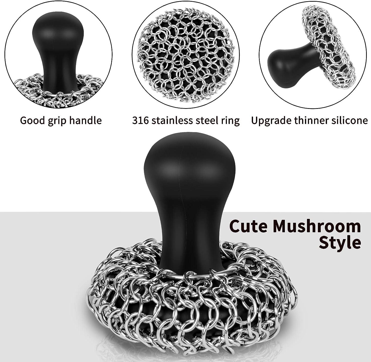 Chainmail Cast Iron Cleaner with Scraper and Ergonomic Handle - 316 ...