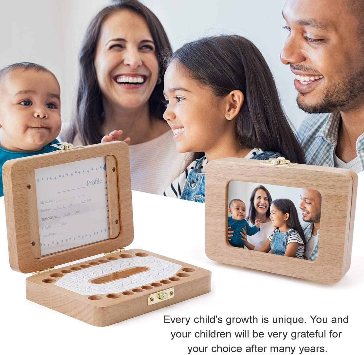 Makerhawk Baby Teeth Box Keepsake - Wooden Baby Tooth Organizer for ...