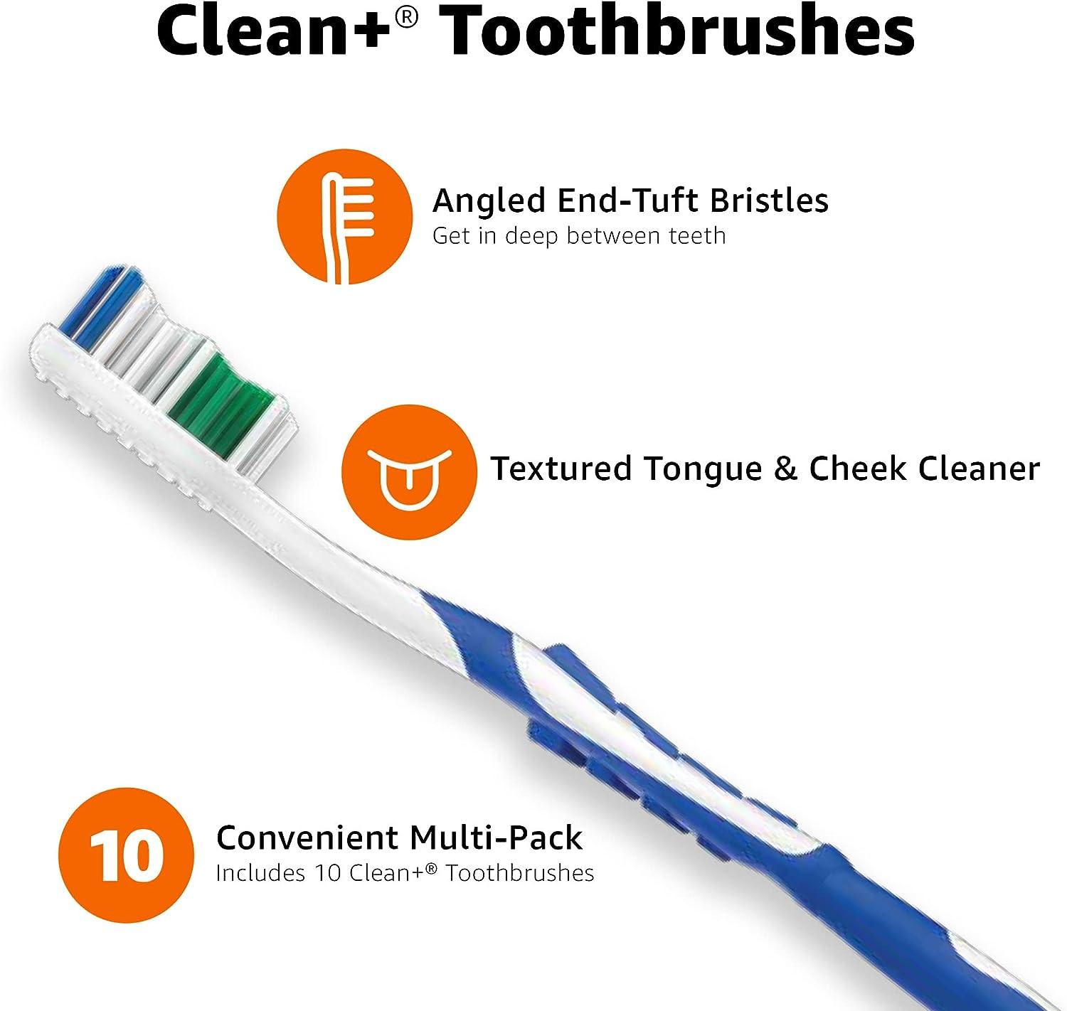 Amazon Basics Clean Plus Soft Toothbrushes - 10 Count, 1 Pack ...