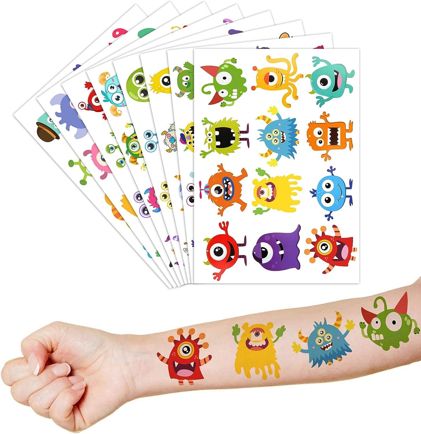 96PCS Monster Temporary Tattoos for Kids Birthday Party Decorations ...