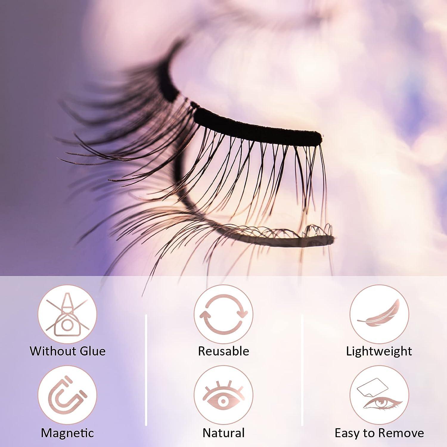SIMER Dual Magnetic Eyelashes - 6-13mm Fluffy Mink Lashes - Natural ...