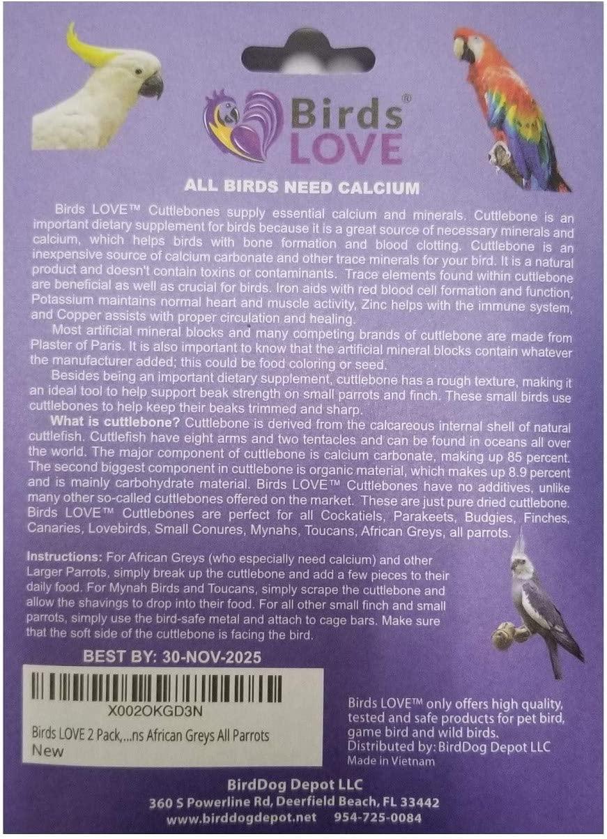 Birds LOVE Cuttlebone 2 Pack - Calcium Block for Parakeet & All Breeds ...