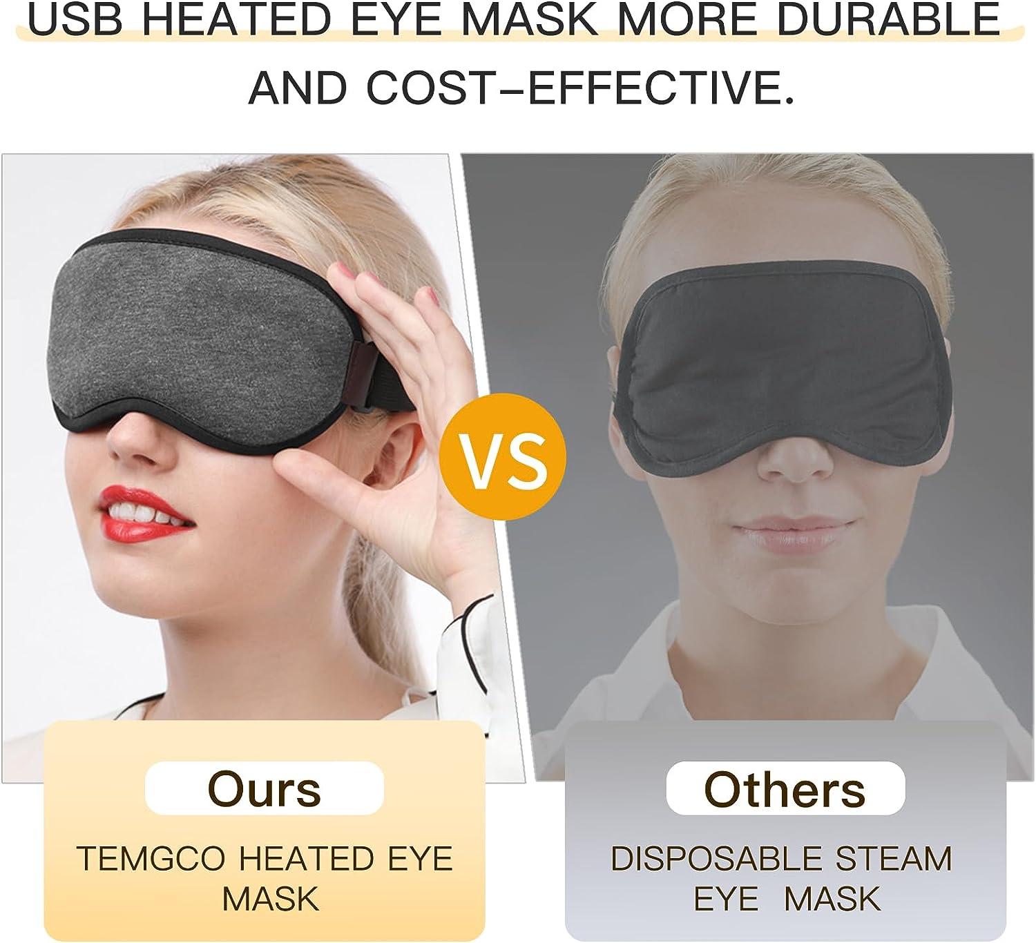TEMGCO Heated Eye Mask - USB Steam Warm Compress Eye Heating Pad ...
