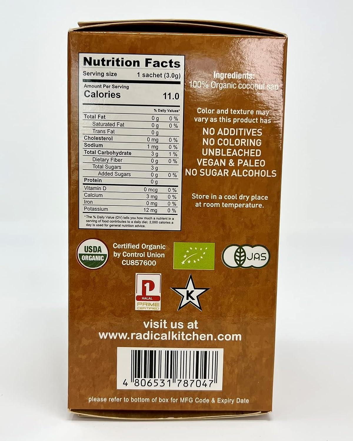 Wild Country Organic Coconut Sugar Sachet - Box of 50 (0.1 Oz/3g per ...