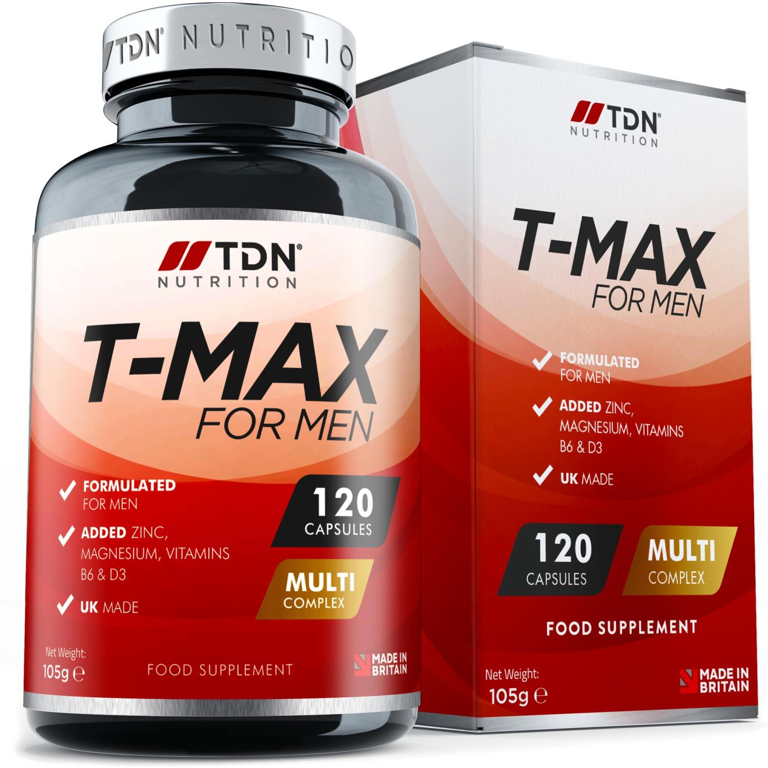 T-MAX Men's Testosterone Booster Capsules - UK Formulated Premium ...