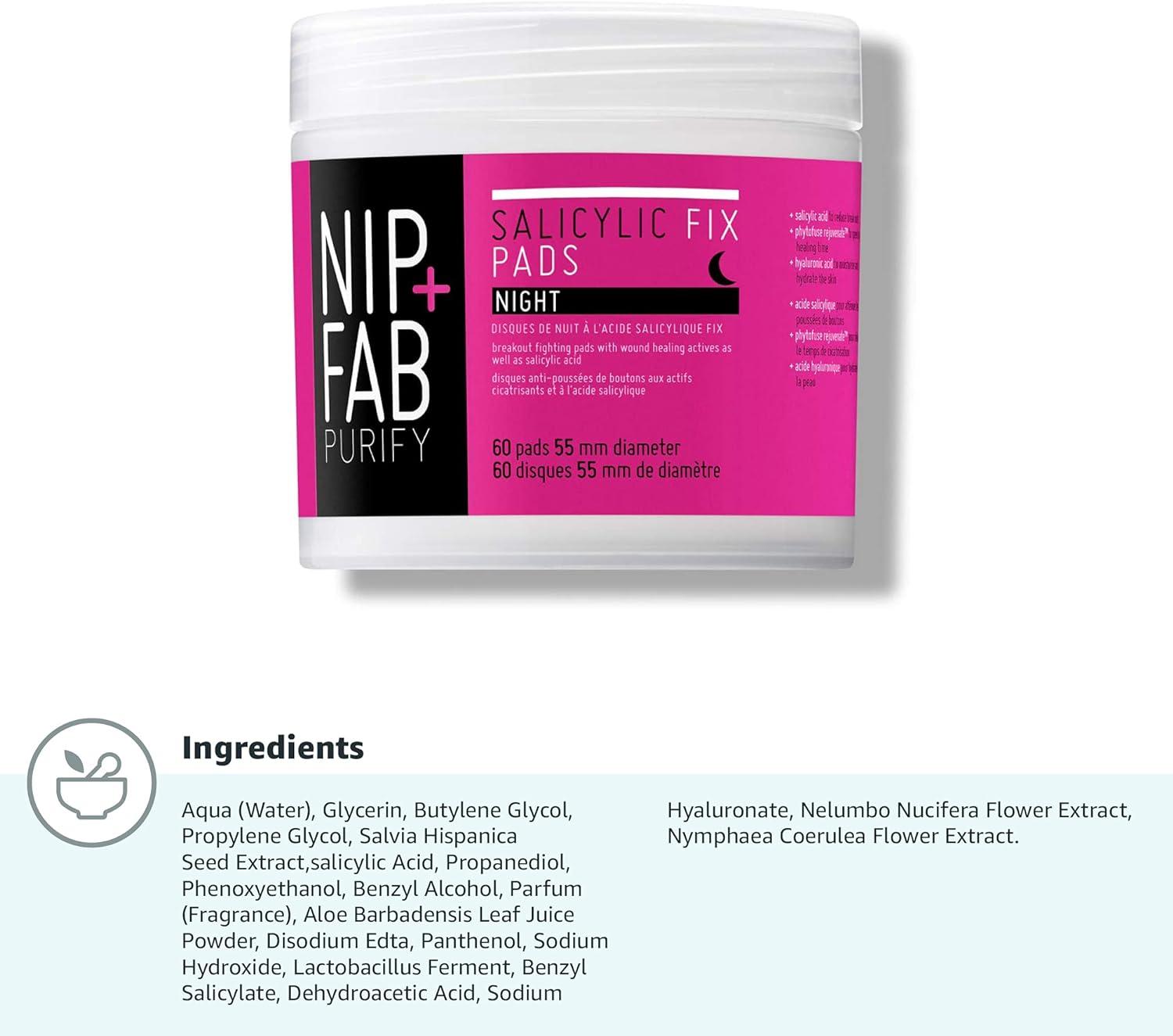 Nip + Fab Salicylic Fix Night Pads with Hyaluronic Acid - 60 Count ...