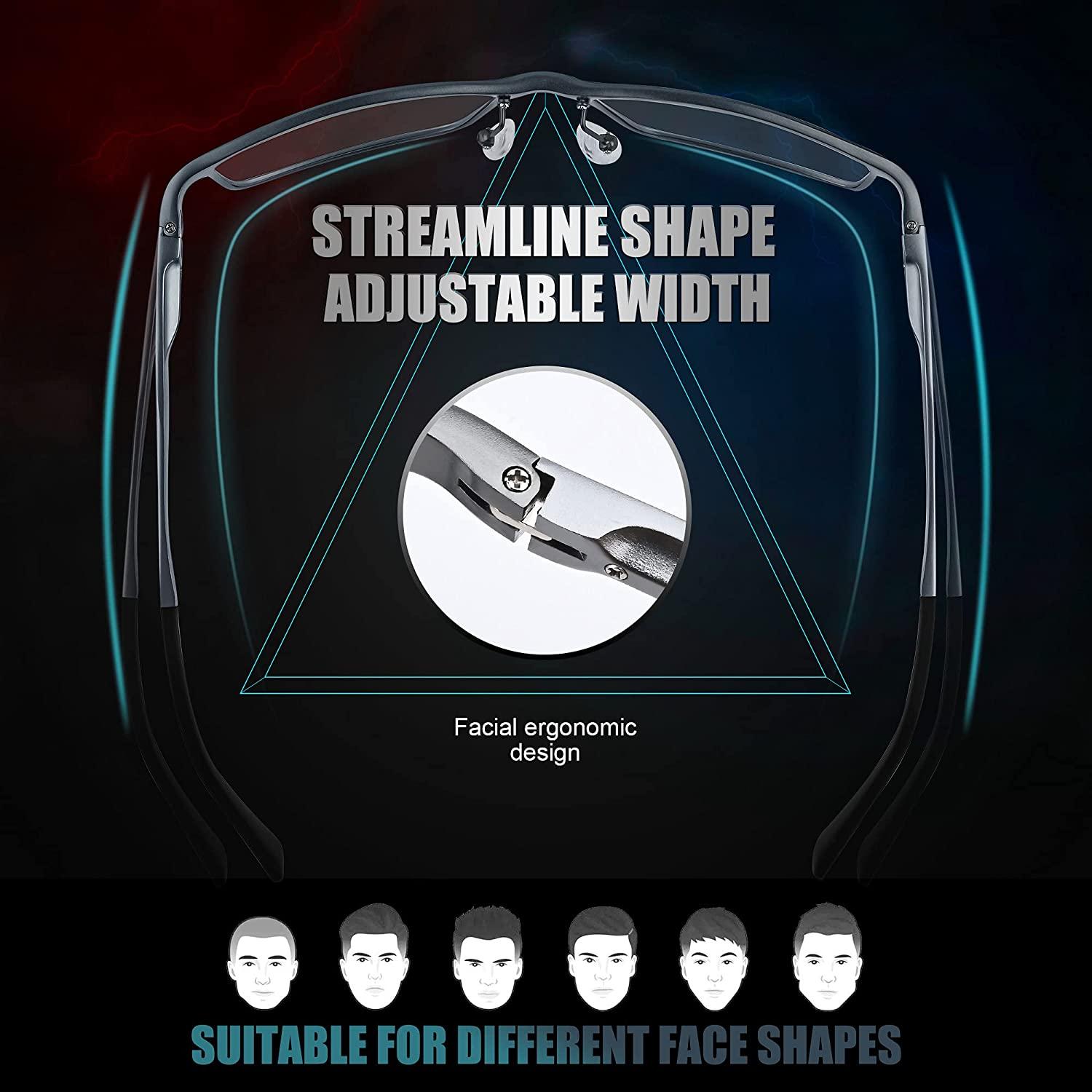 QALLY Blue Light Blocking Gaming Glasses | Men's Al-Mg Metal ...