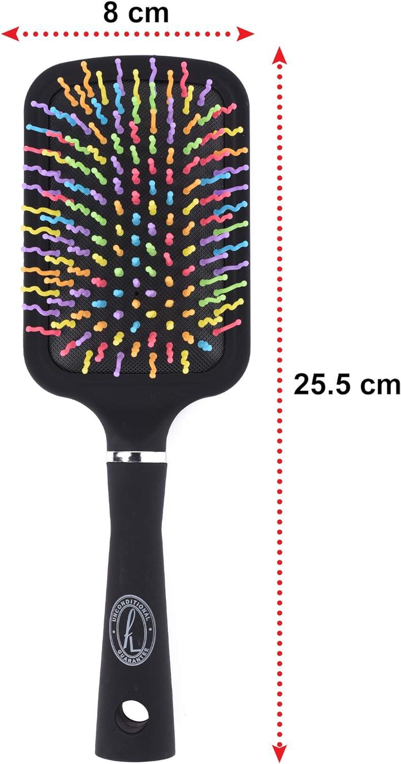 Rainbow Multi-Coloured Paddle Brush - 11 Row with Wavy Bristles | Shop ...