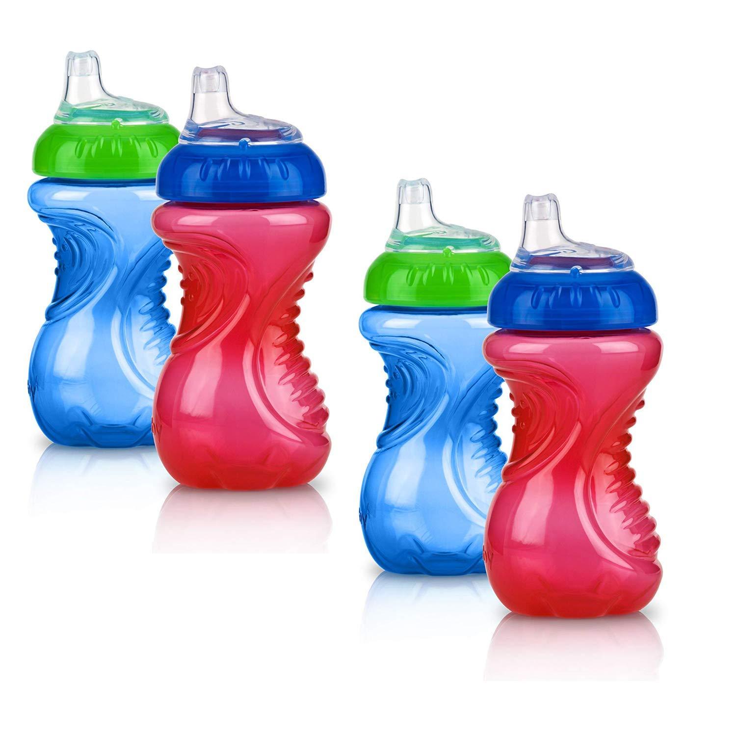Nuby 4 Piece No Spill Easy Grip Trainer Cup 10 oz - Blue/Red | Leak ...