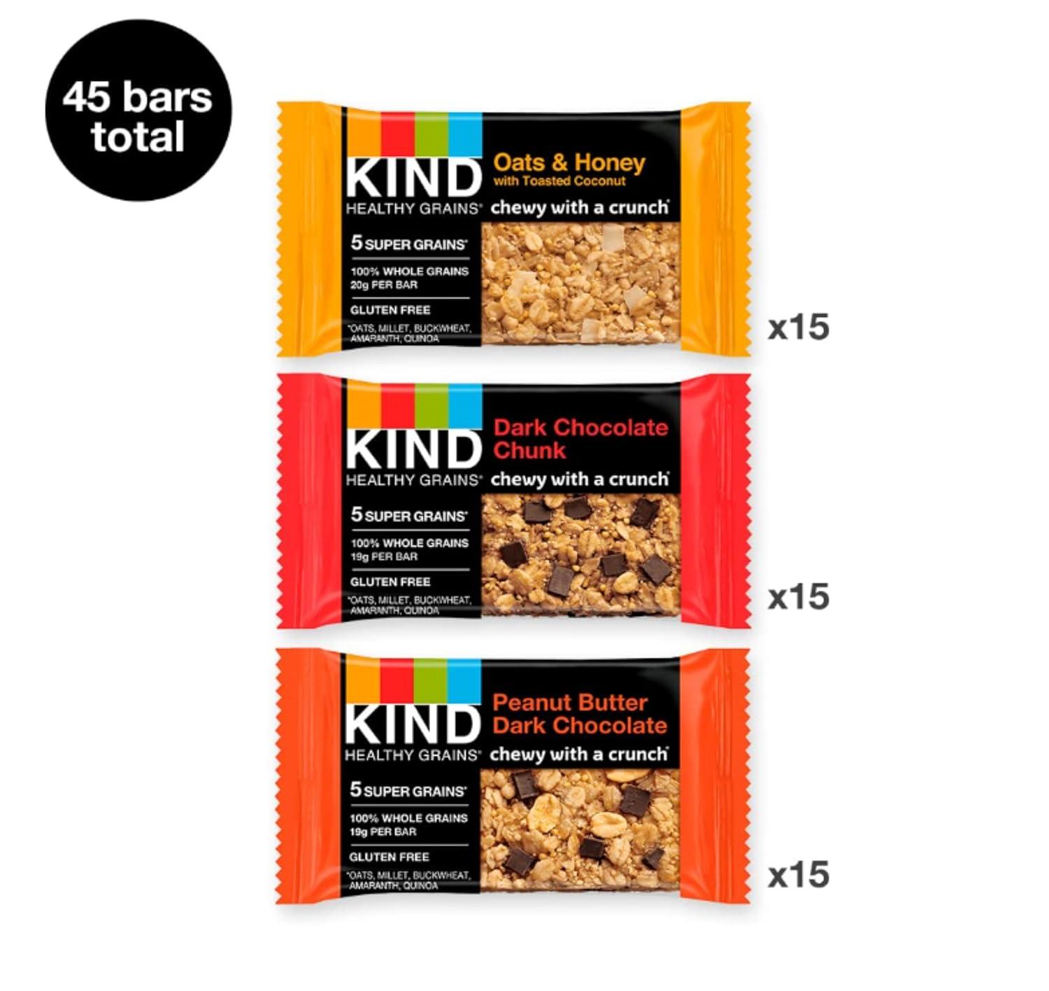 KIND Healthy Grains Bars Variety Pack - Dark Chocolate Chunk, Oats ...