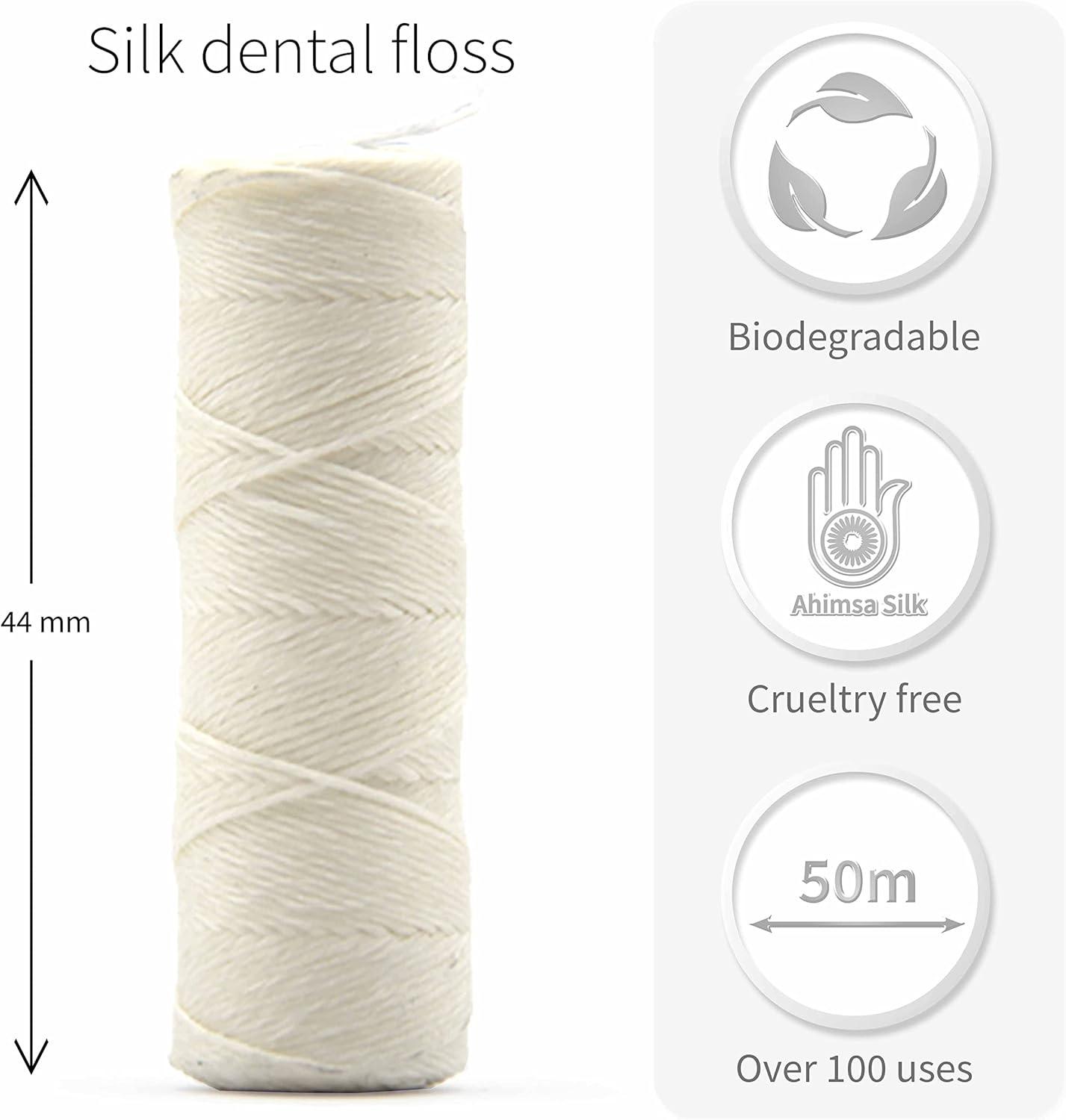 Bambaw Organic Silk Dental Floss + Stainless Steel Holder | Eco ...