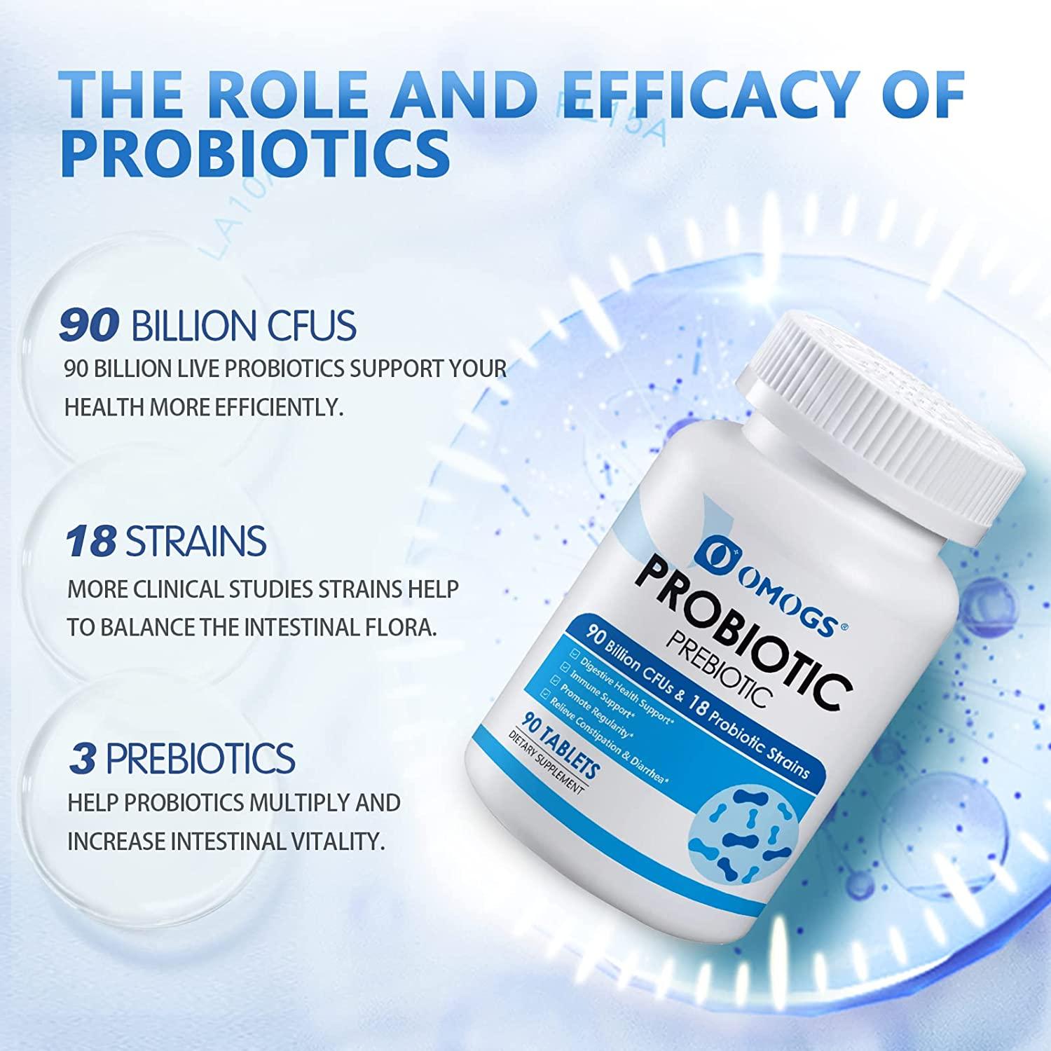 OMOGS Probiotics 90 Billion CFUs | 18 Strains with Organic Prebiotic ...