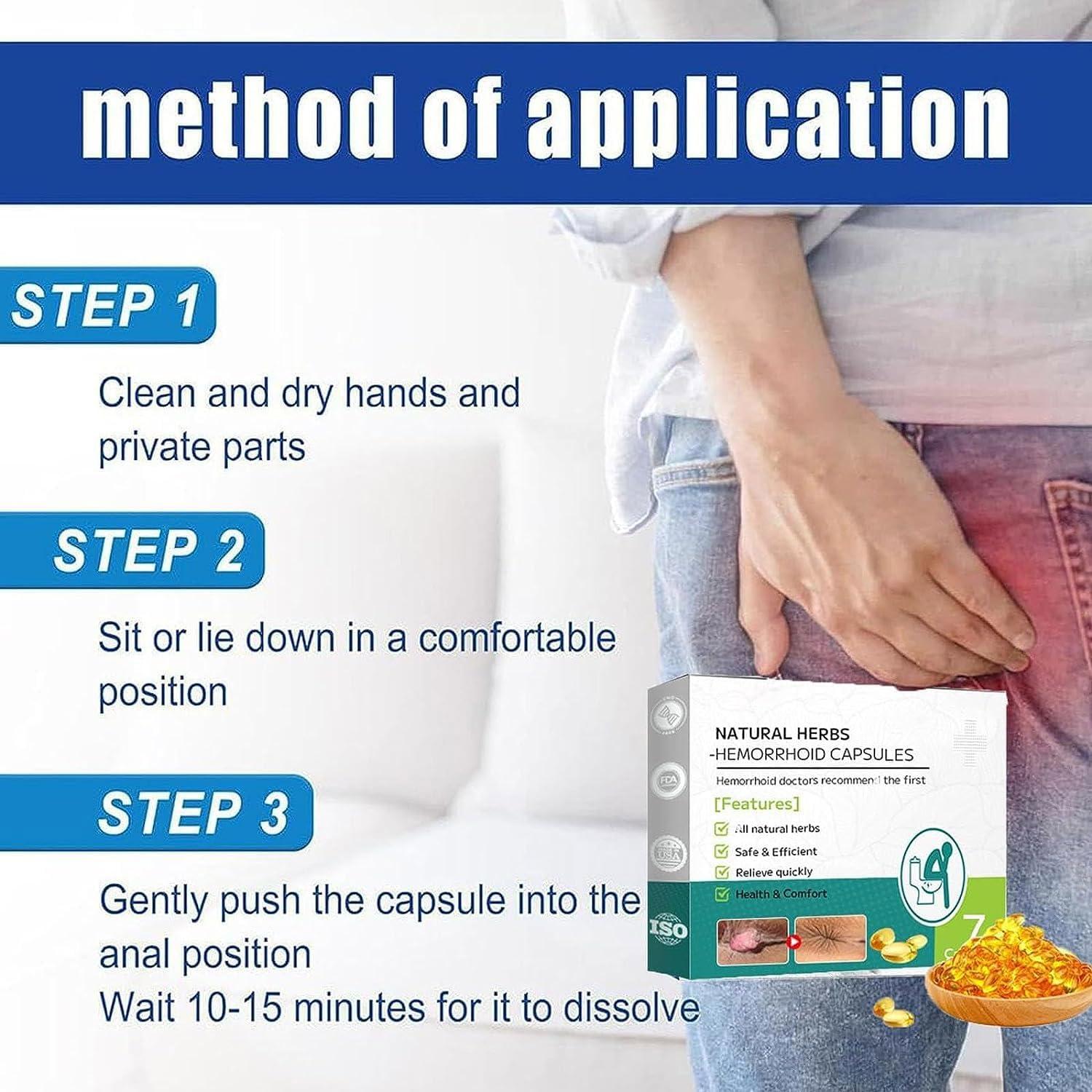 Natural Herbal Strength Hemorrhoid Capsules Hemorrhoid Relief Capsules ...