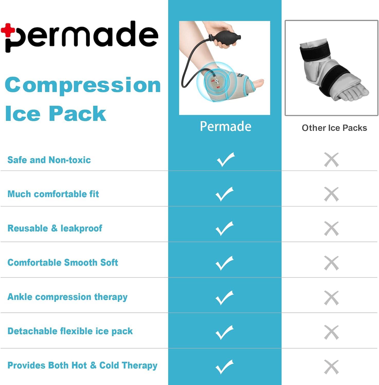 Compression Ankle Ice Pack with Air Pump - Hot & Cold Therapy for ...