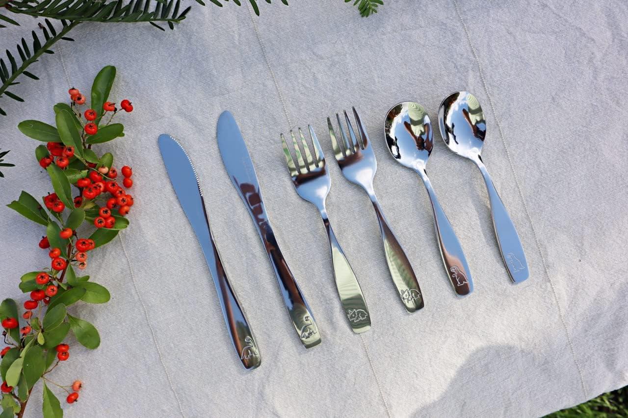 Exzact Children's Stainless Steel Cutlery Set - 12-Piece Dishwasher ...