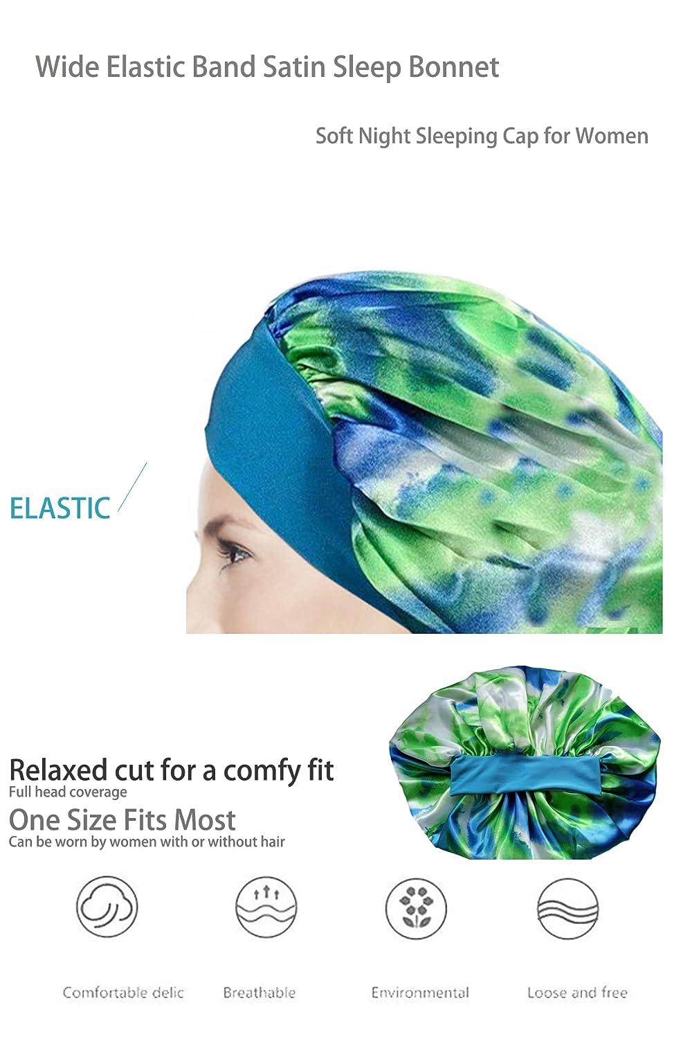 Silk Satin Bonnet for Women | Wide Band Hair Bonnet for Curly & Long ...