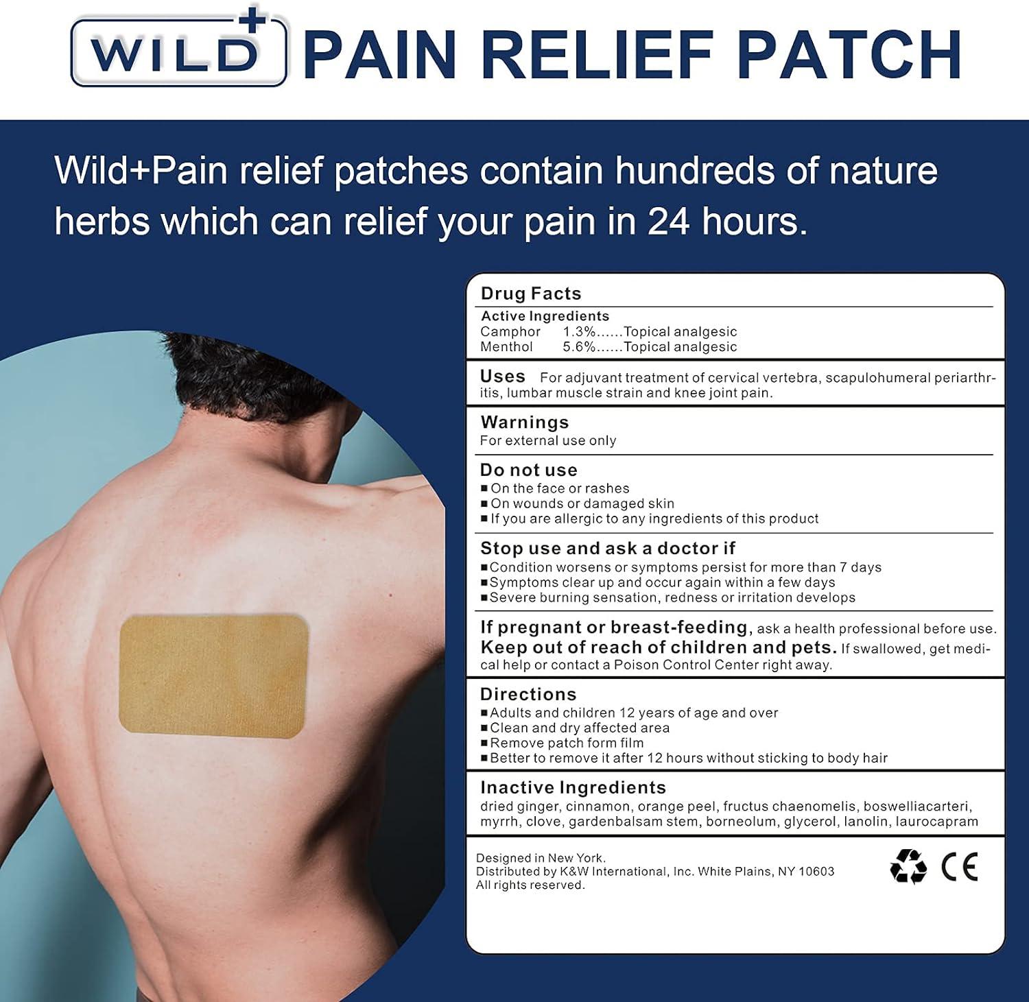 WILD+ Pain Relief Patch 12PCS - Max Strength Heat Patches for Back ...