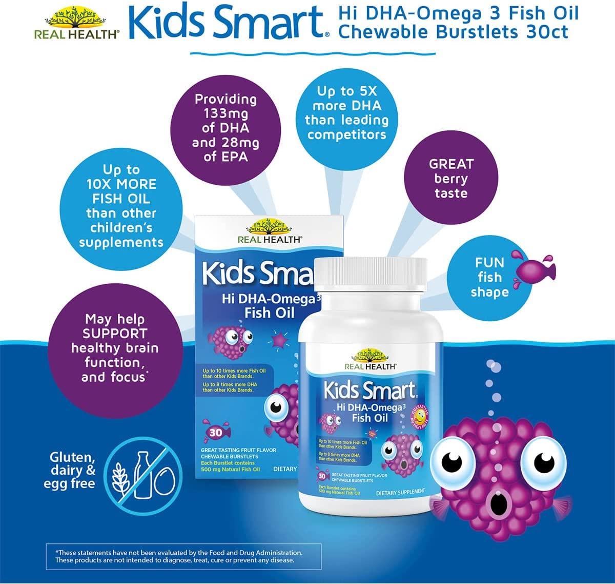 Bioglan Kids Smart Hi DHA-Omega 3 Fish Oil Great Tasting Berry Flavor ...