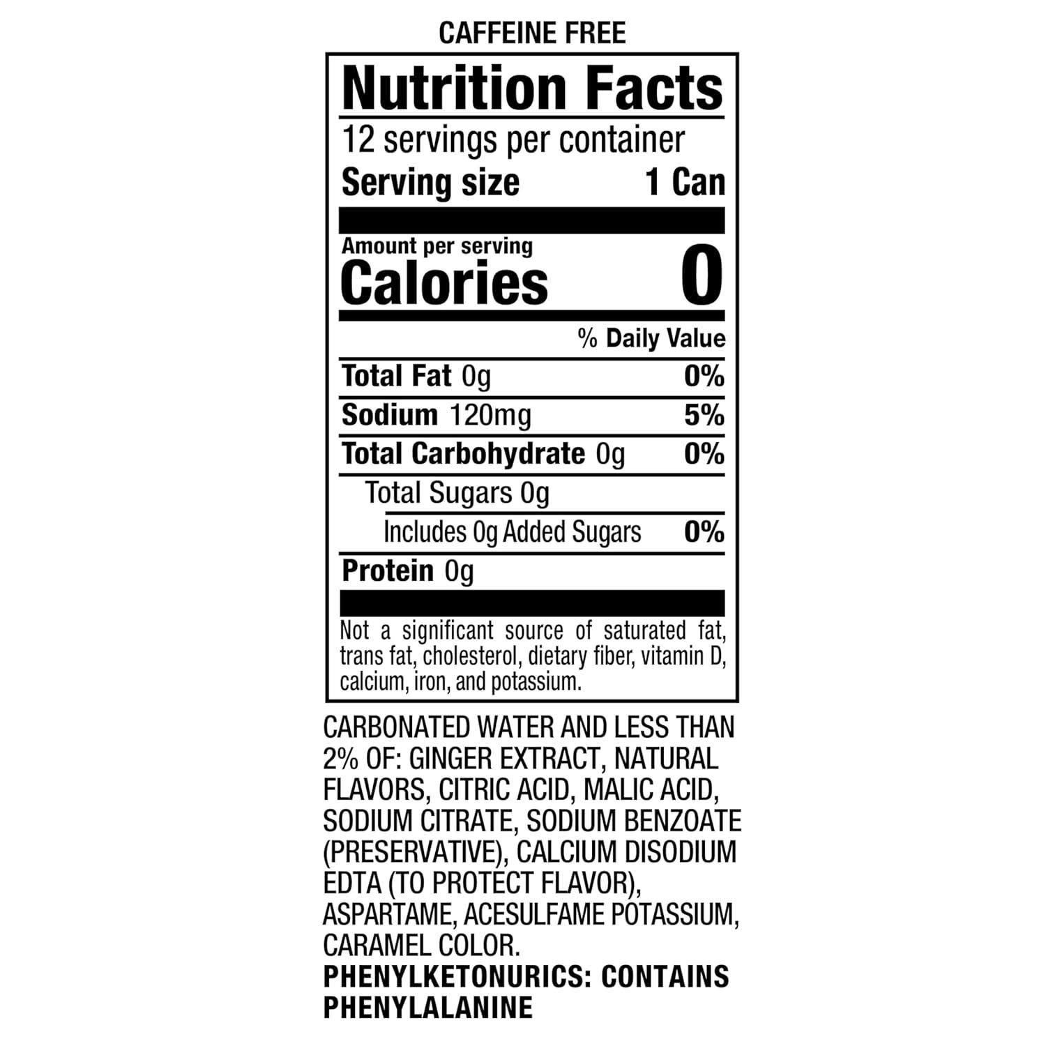 Canada Dry Zero Sugar Ginger Ale Soda 12 fl oz Cans 12 Pack ...