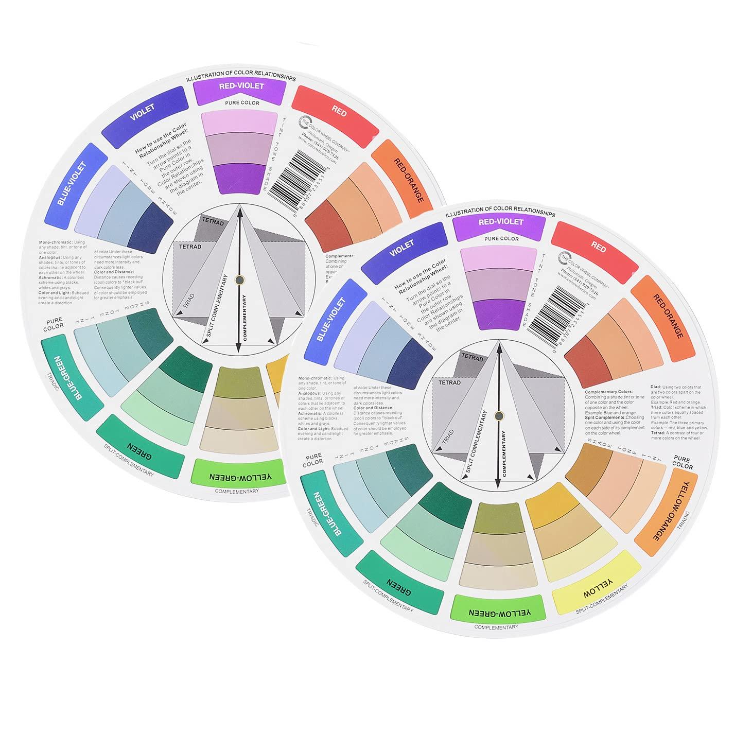Color Mixing Guides - 2 sets of 9in Creative Color Wheels for Art ...