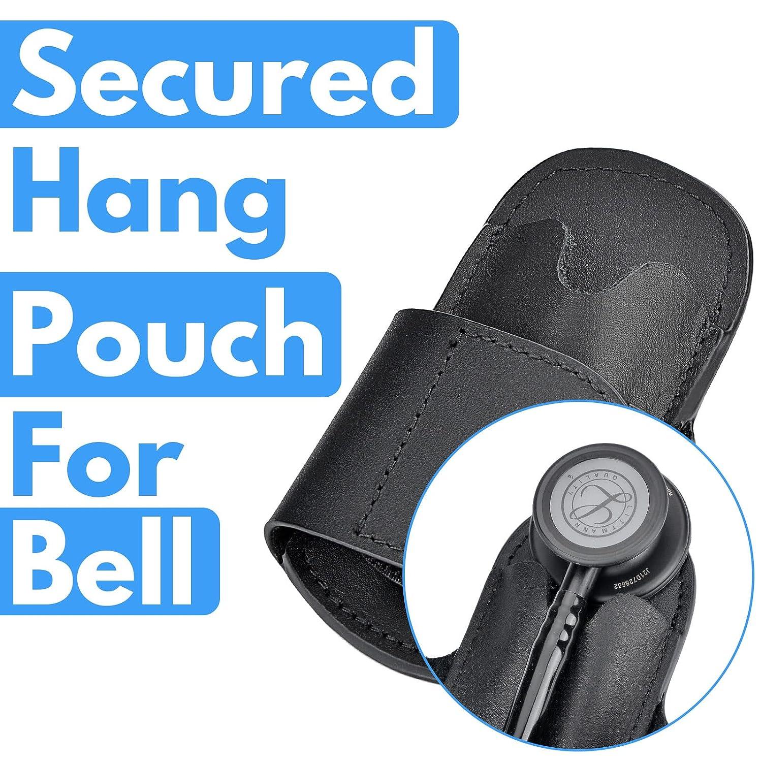 Stethoscope Holder Genuine Leather Hip Clip - Black | Fits Littmann ...