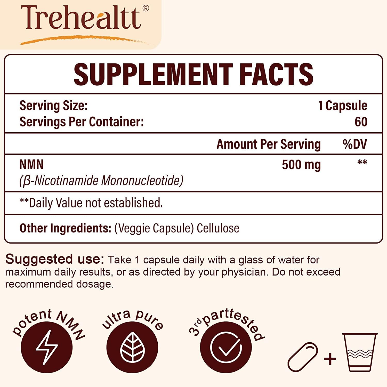 Max Potent NMN 500mg Supplement - 99% Ultra Purity for Longevity & Cell ...