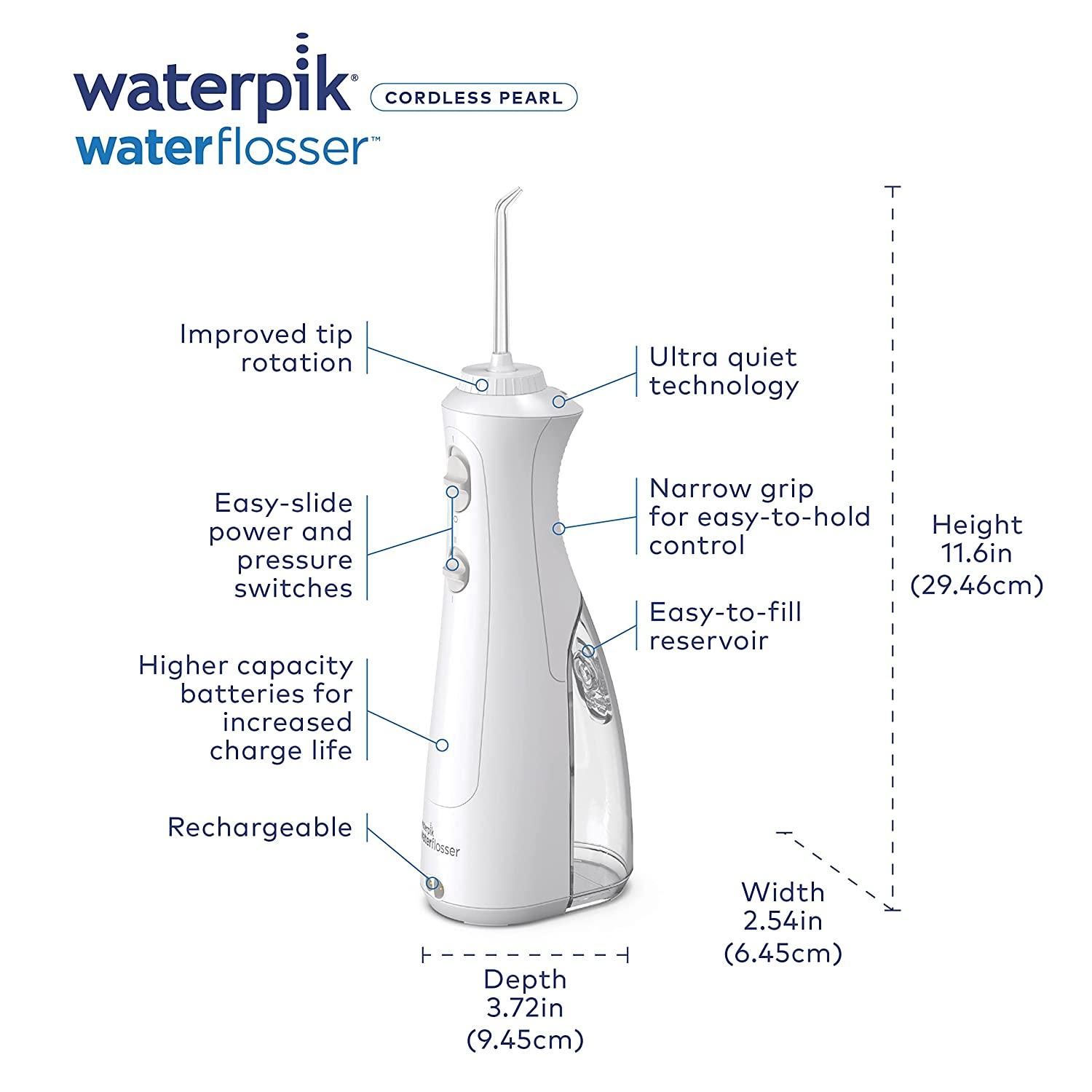 Waterpik Cordless Pearl Water Flosser - Rechargeable & Portable, ADA ...