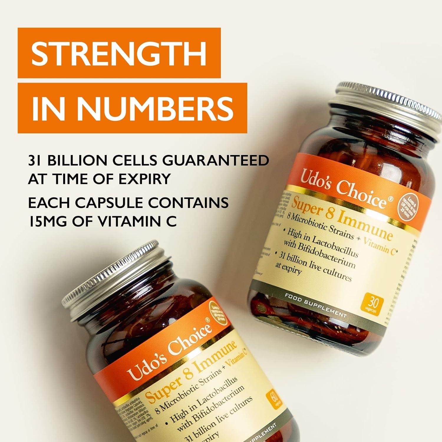 Udo's Choice Super 8 Immune Probiotics - 42 Billion Cell Count - 90 ...