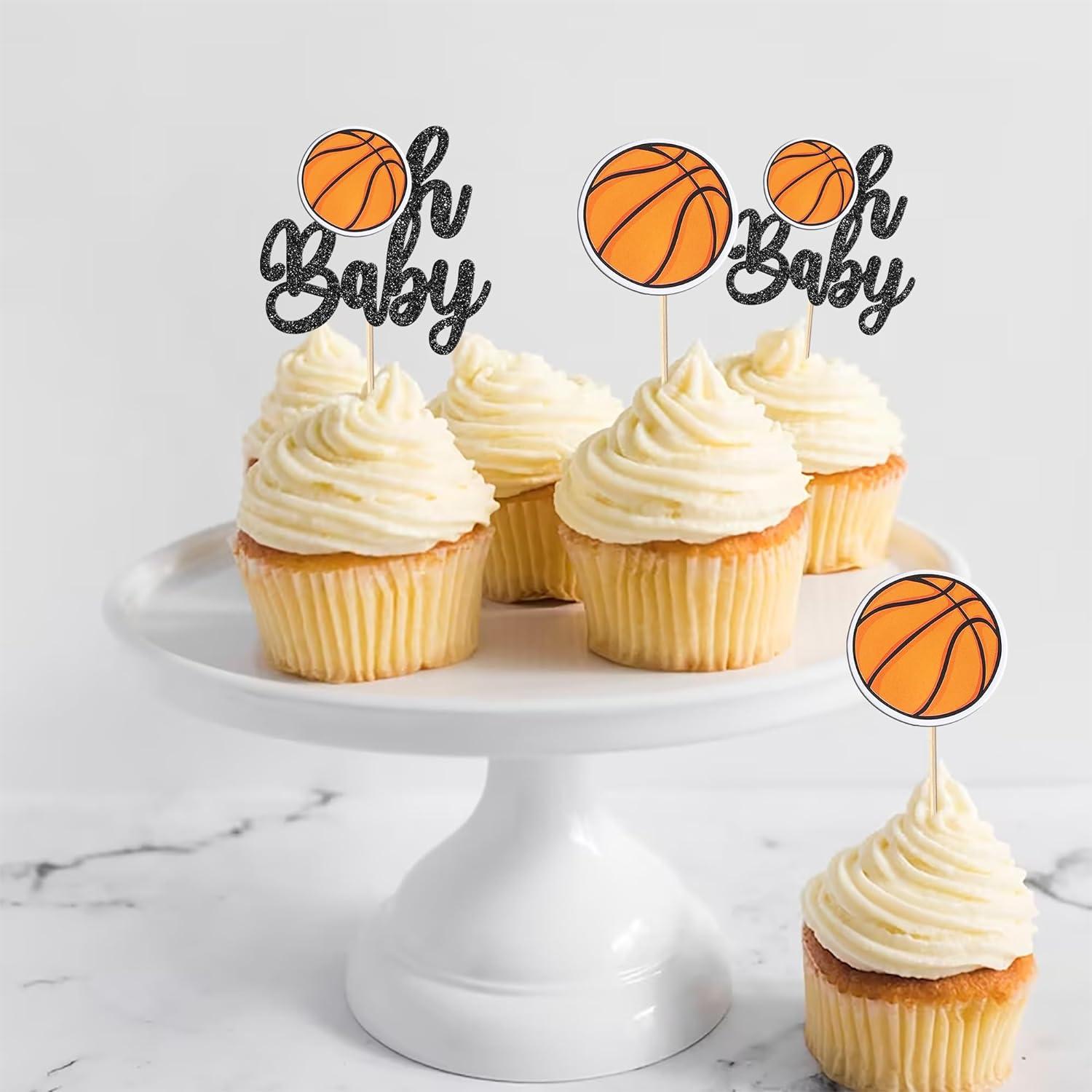 Rsstarxi 36 Pack Basketball Oh Baby Cupcake Toppers Basketball Baby ...