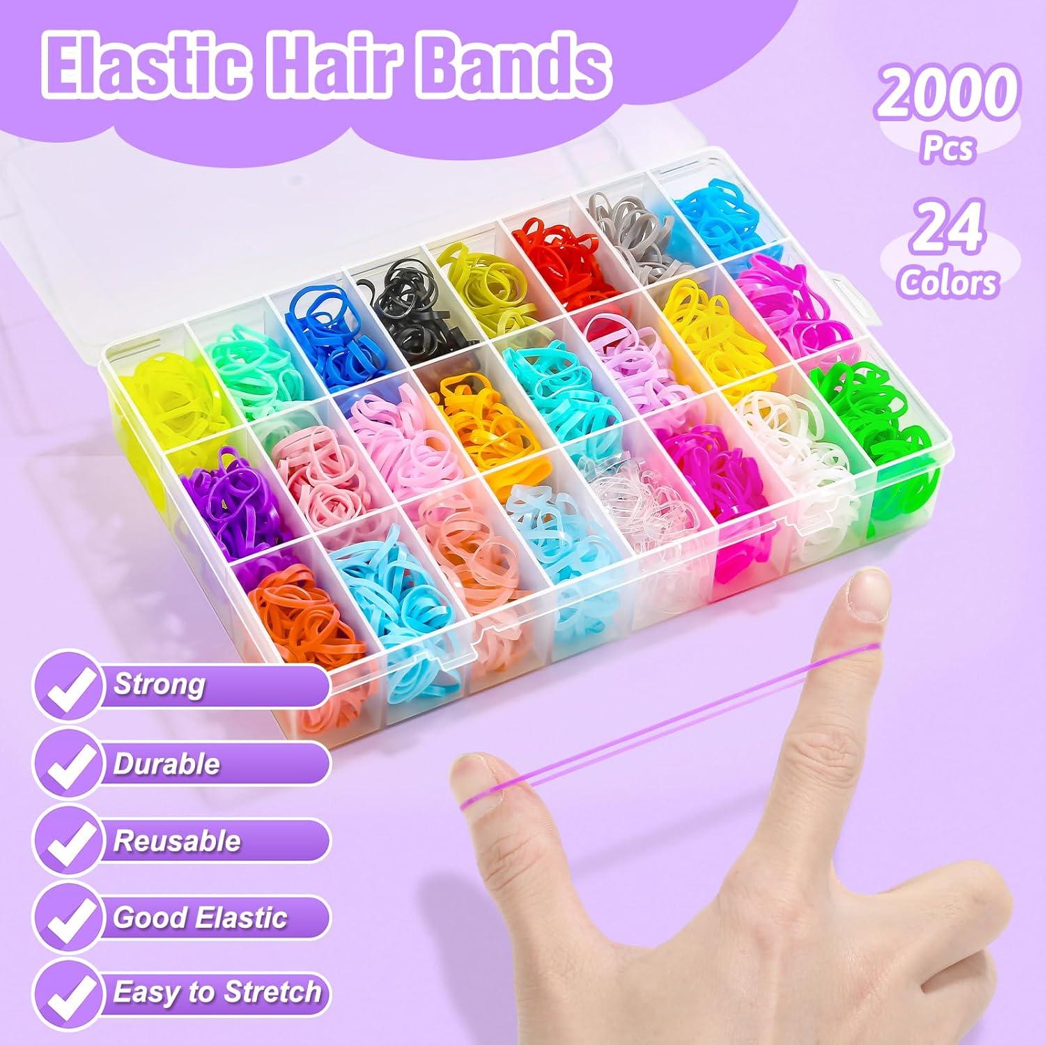 2012-Part Elastic Hair Strap Set - 2000 Mini Hair Gums with Organizer ...