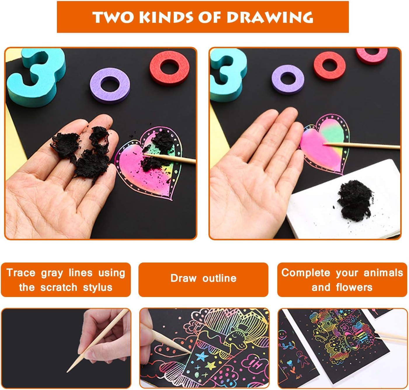 36 Sheets Scratch Art Rainbow Paper Set for Kids - Colorful Magic ...