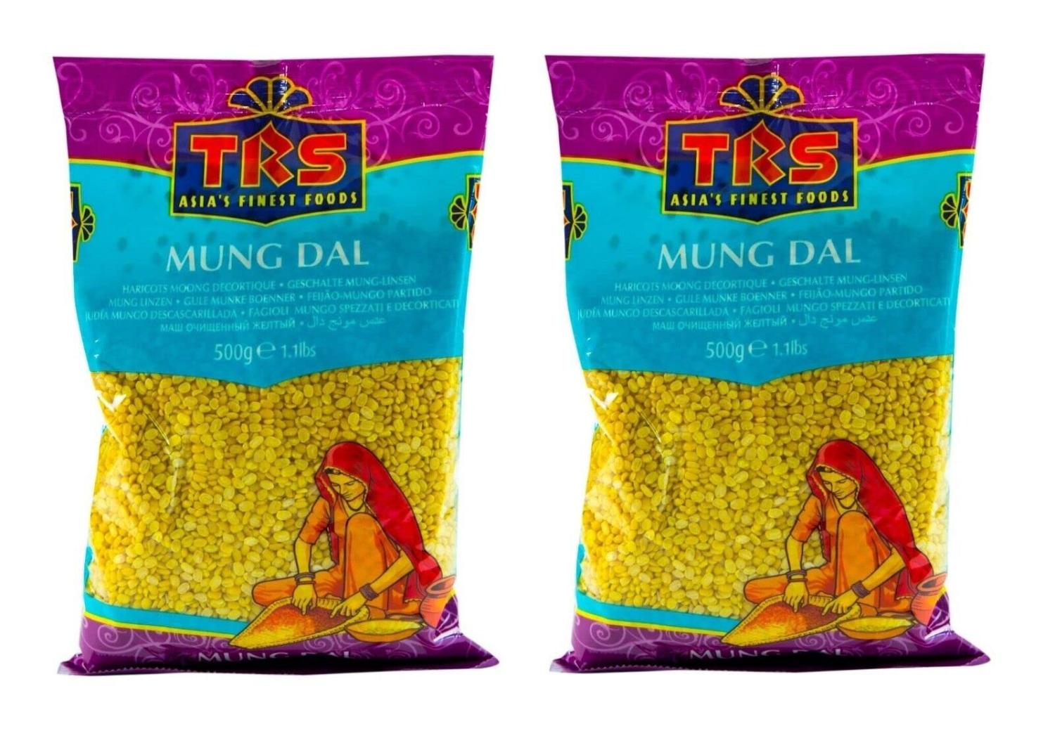 Mung Dal Pamai Pai Double Pack - 2 x 500g Peeled Mung Beans for Authentic Indian Dishes ...