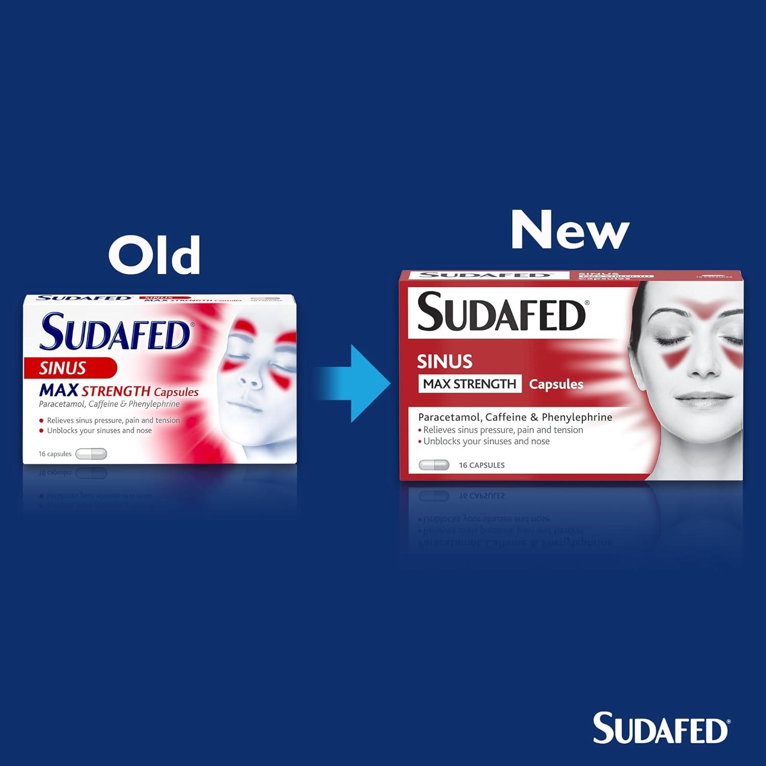 Sudafed Sinus Max Strength Capsules Relieves Sinus Pressure and Pain ...