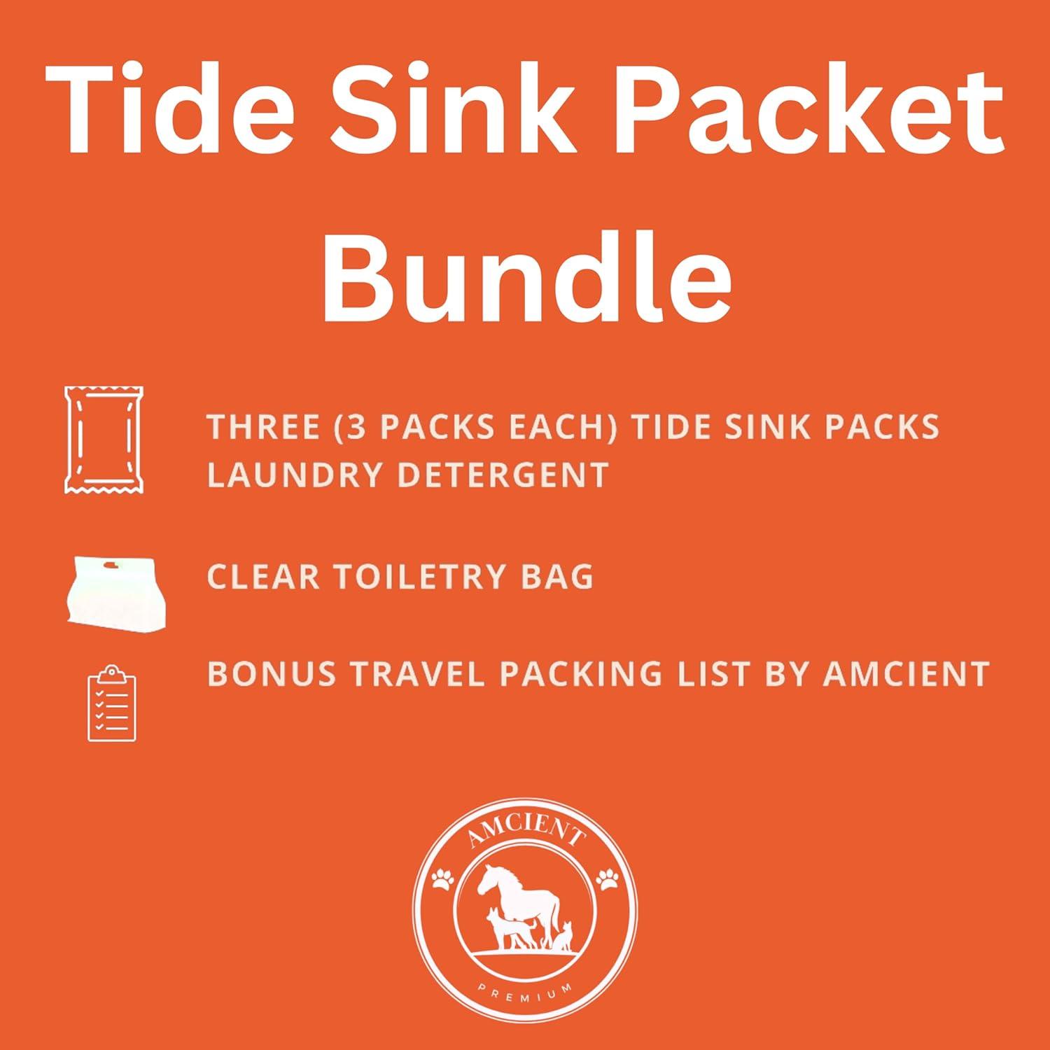 Buy Tide Sink Travel Packets Bundle - 3 Packs with Clear Toiletry Bag ...