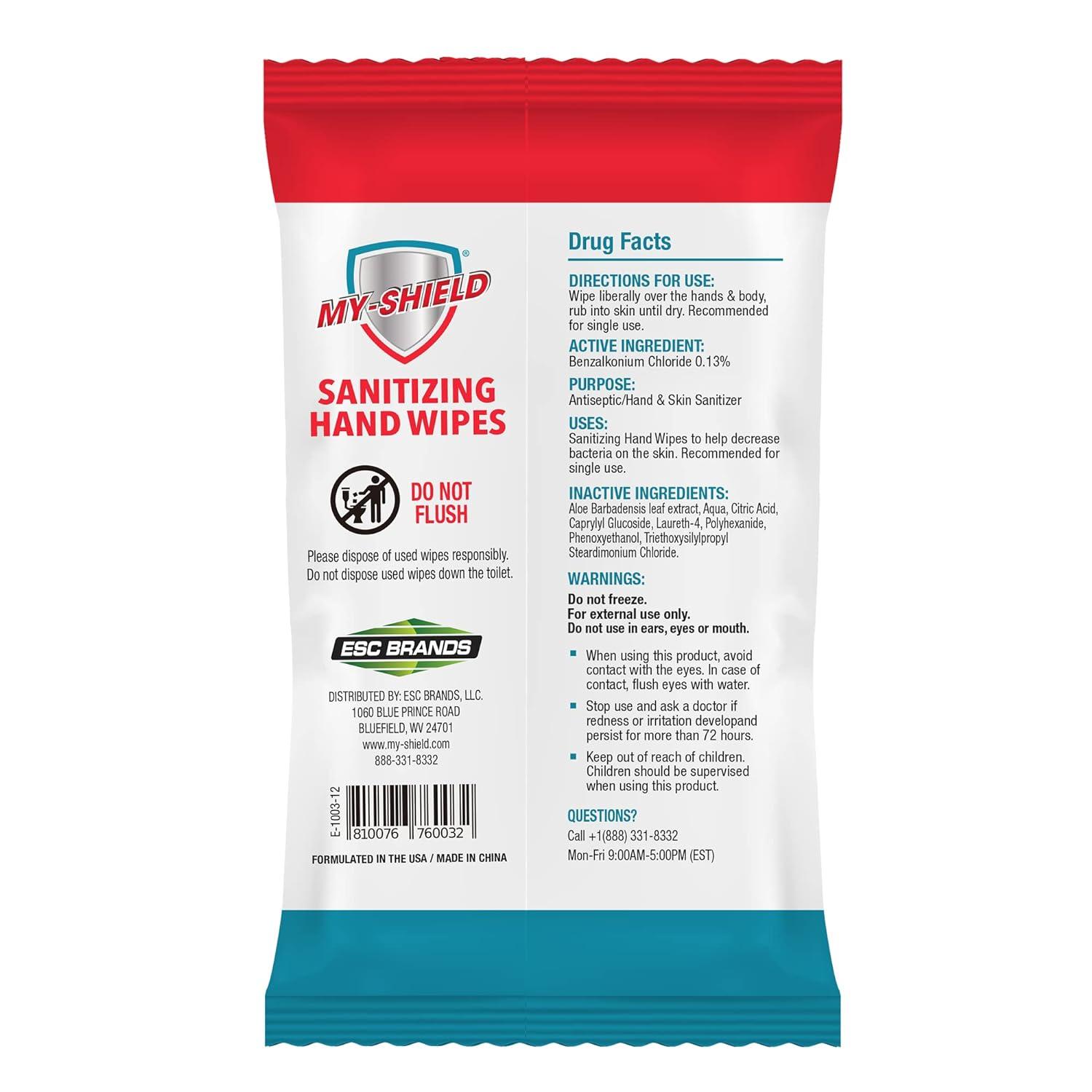 4-Pack My-Shield Sanitizing Hand Wipes - Travel Pack, 20 Count, Alcohol ...