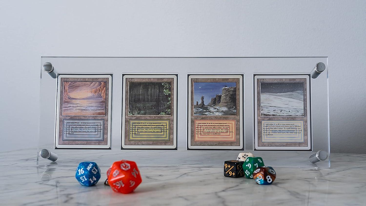 Trading Card Display Stand - 4 Slot Clear Acrylic Holder with UV ...