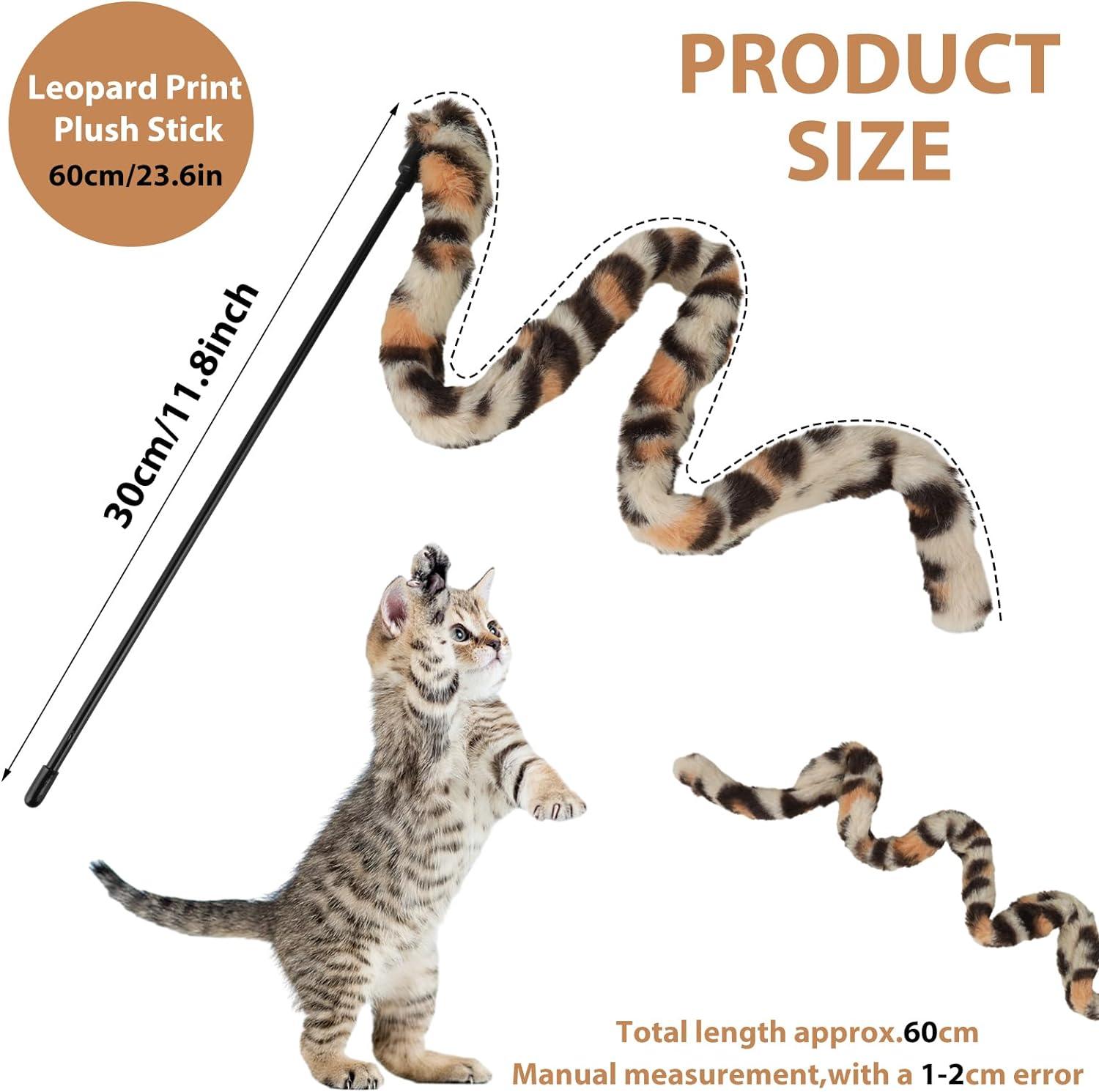 Jeffdad 2-Piece Interactive Cat Wand Toy Interactive Cat Wand Leopard ...