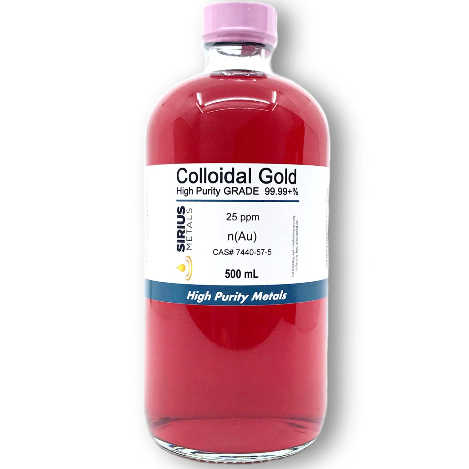 True Colloidal Gold 25 ppm - 99.99+% Purity - 500 mL Glass Bottle - USA ...