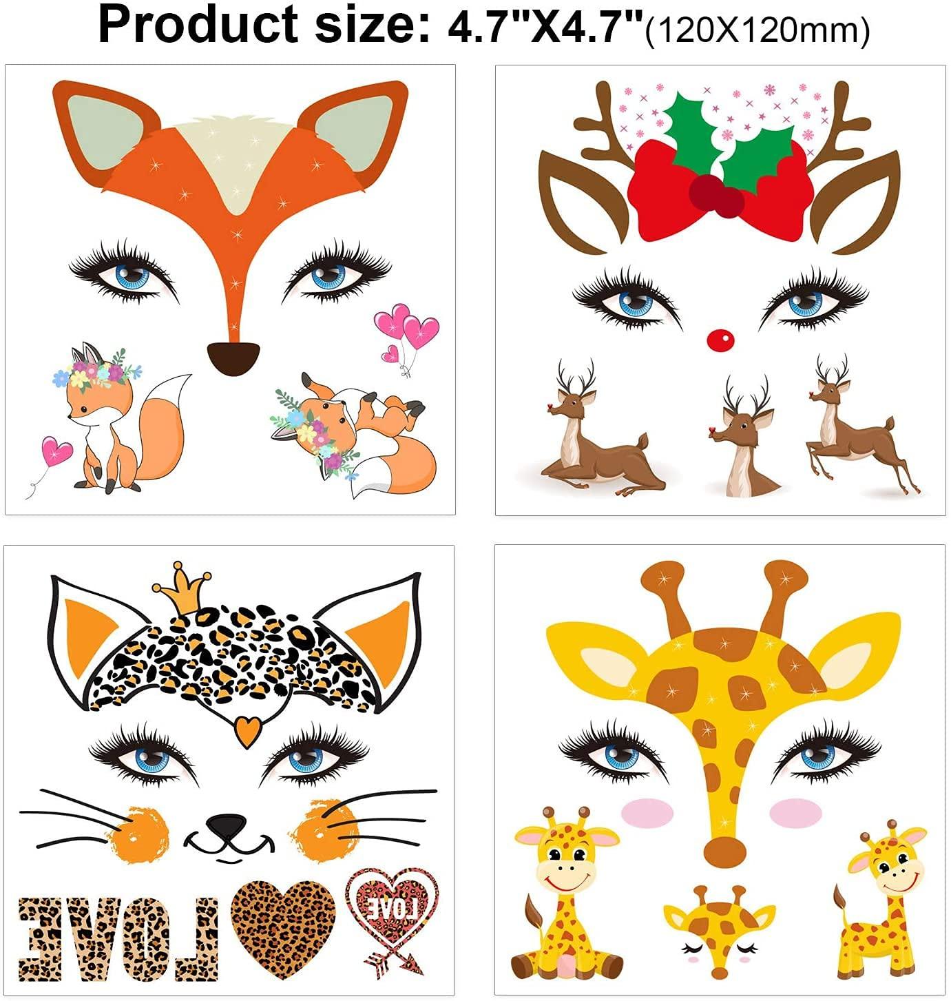 Animal Temporary Face Tattoos Kit for Kids - 8 Sheets Fake Face Paint ...