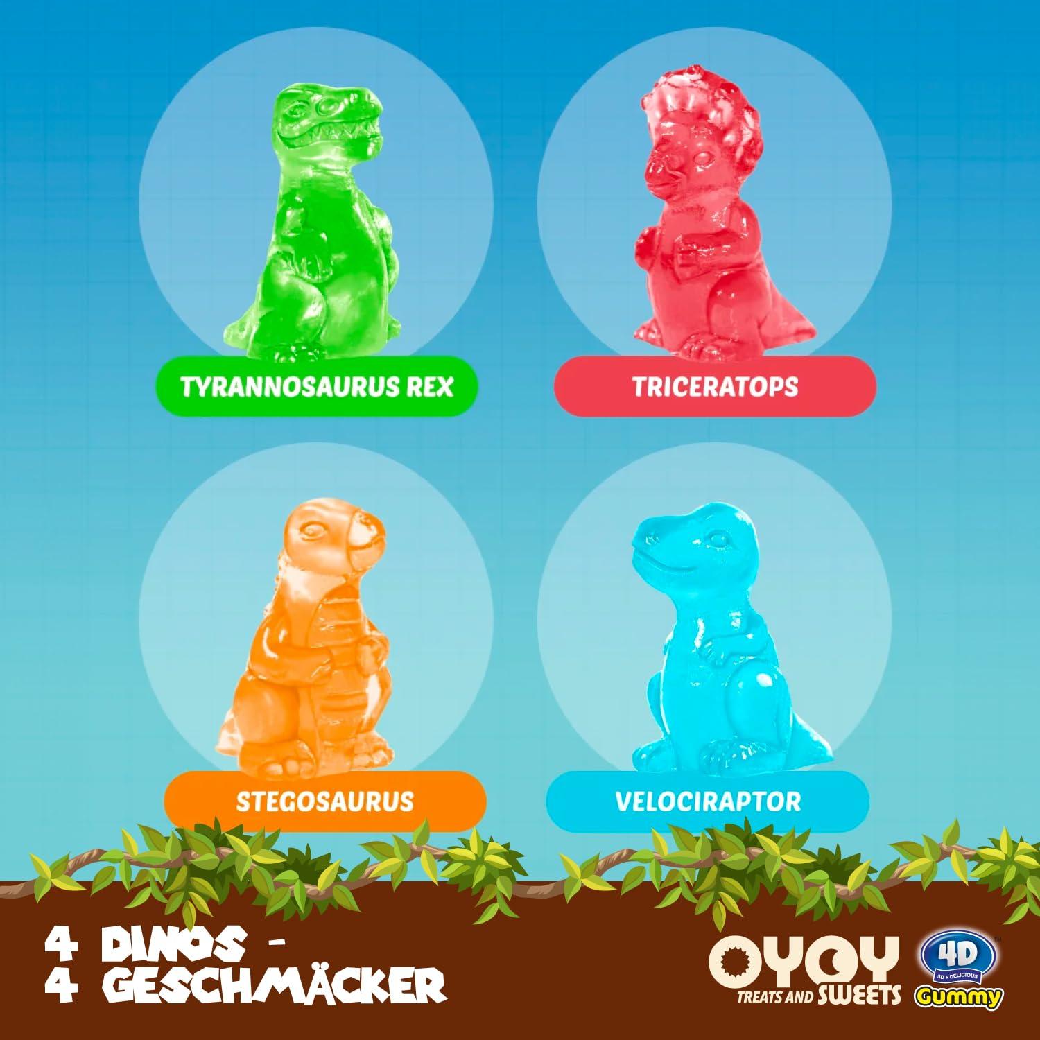 Buy 8x Amos 4D Rubber Dinosaur Fruit Gum - 114g Bag of Detailed 3D Dino ...