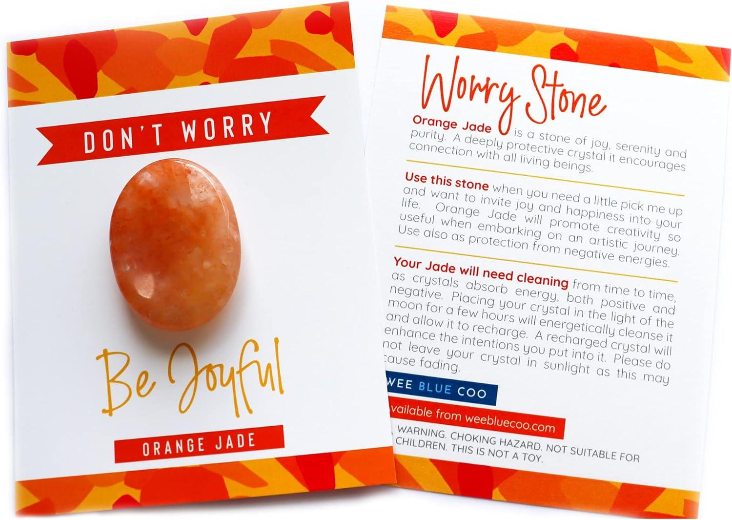 Orange Jade Crystal Worry Thumb Stone - Meditation Stress Relief Gift ...