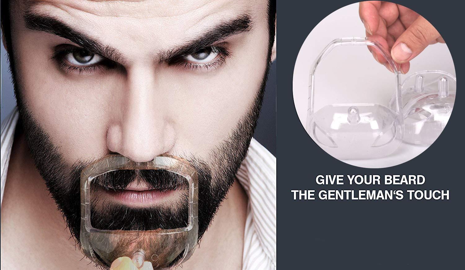 Beard Shaping Tool Set for Men - Transparent - 5 PCS Grooming Template ...