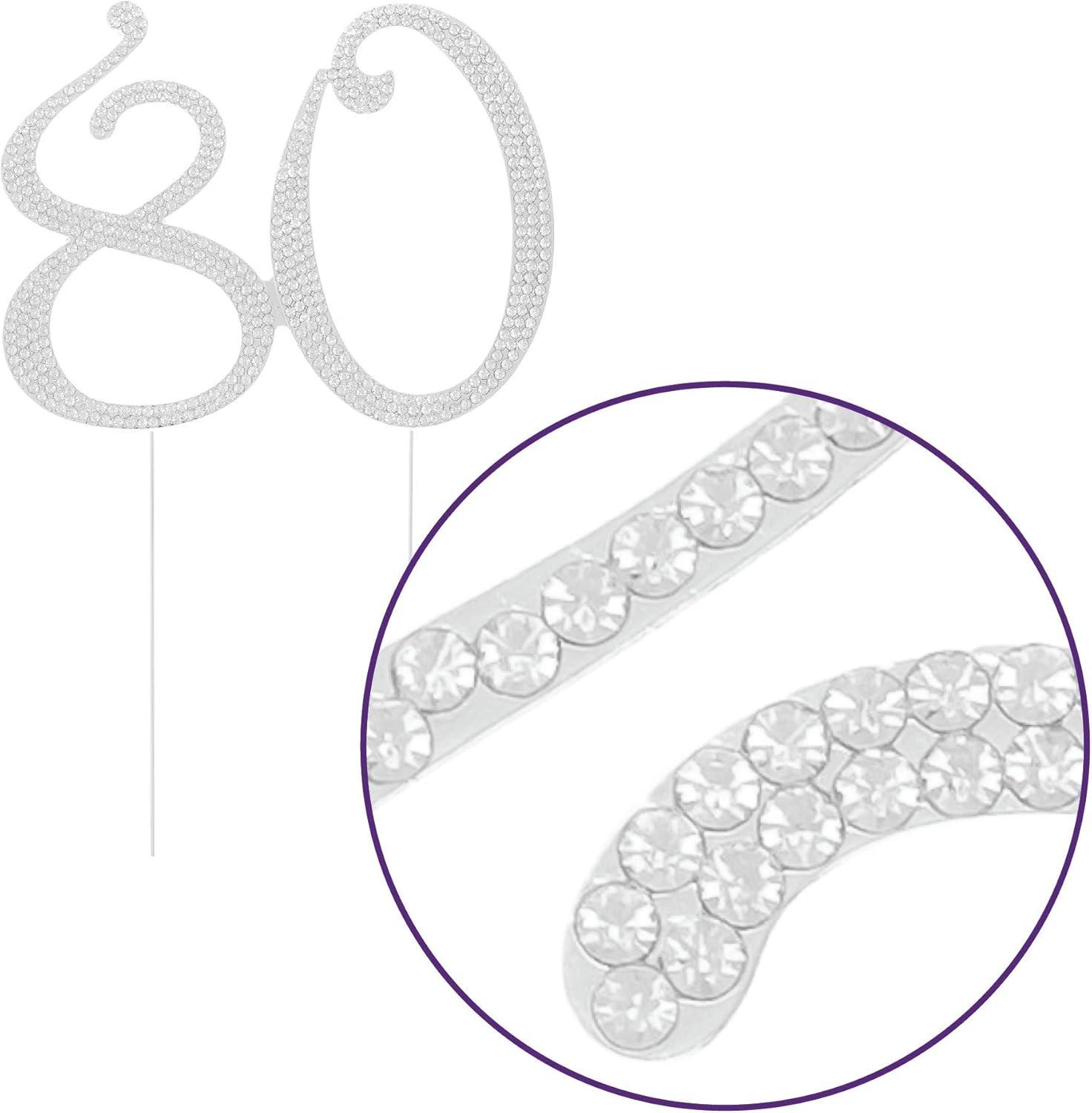 80 Cake Topper for 80th Birthday - Rhinestone Number Party Supplies ...