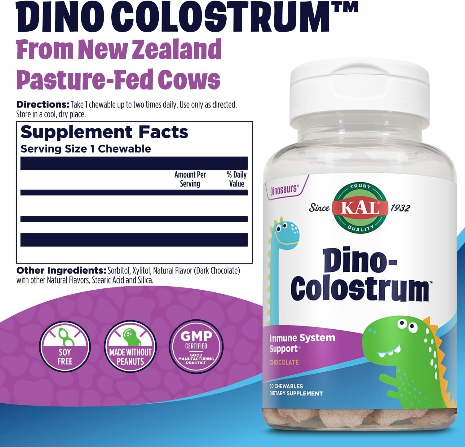 KAL Dino Colostrum Chewables - Dark Chocolate Flavor - Immune & Growth ...
