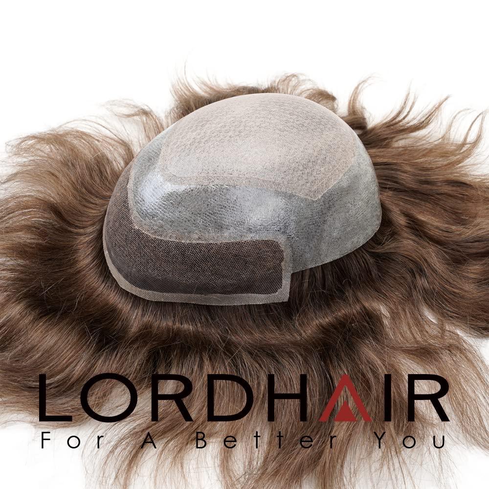 Lordhair Knotless Toupet for Men - 8x10 Inch Skin Top Human Hair System ...
