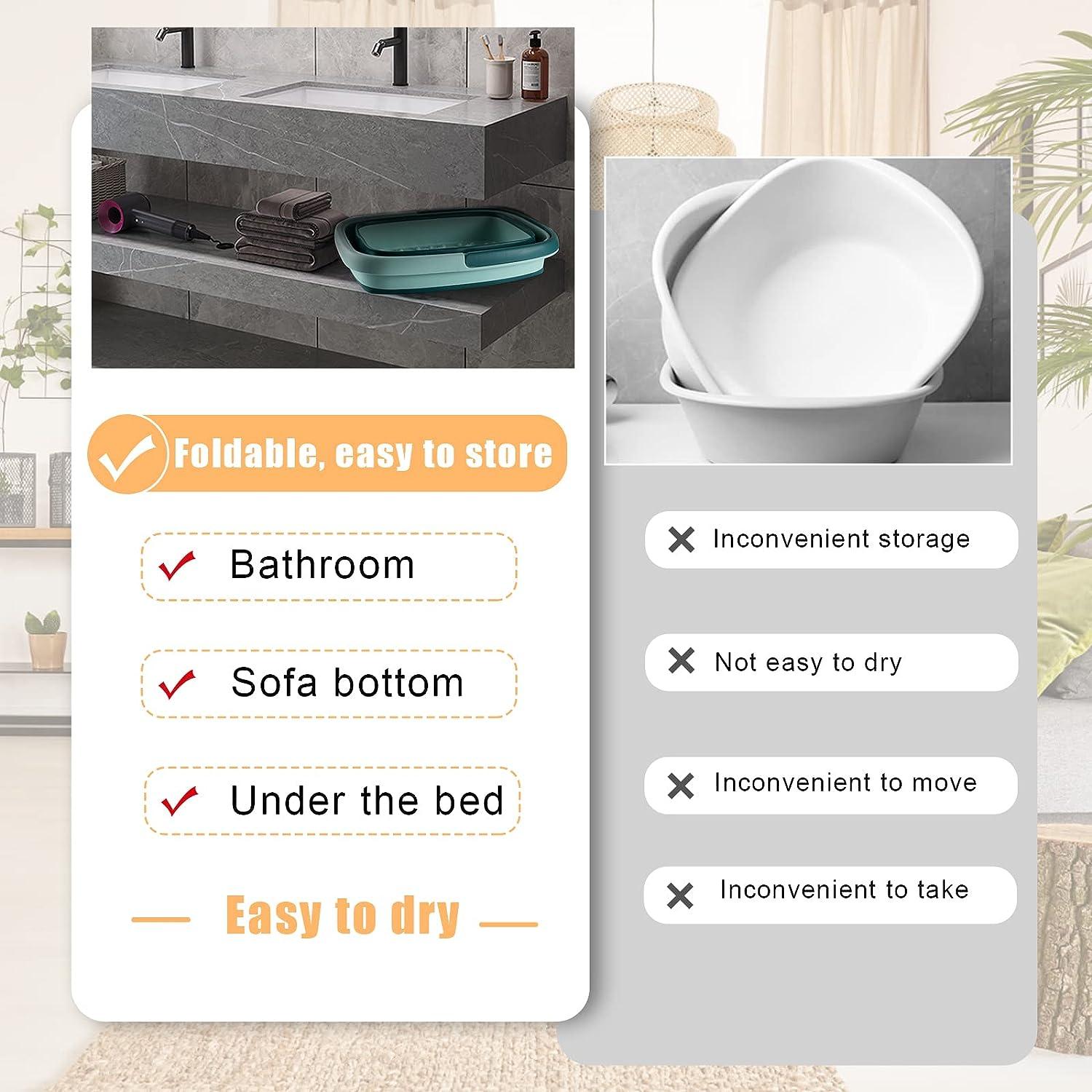 ALYSTER Collapsible Foot Bath Tub with Handle - 15L/4 Gallons Home Foot Spa Massager for Dry ...