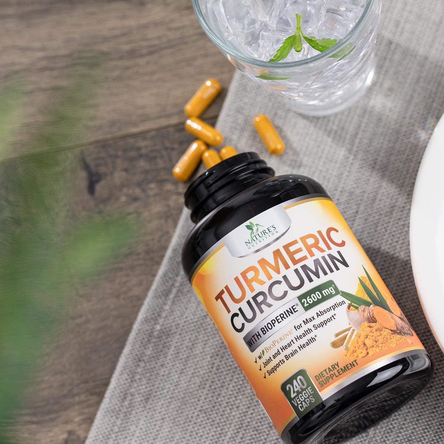 Turmeric Curcumin with BioPerine 95 Curcuminoids 2600mg - Natural Joint ...