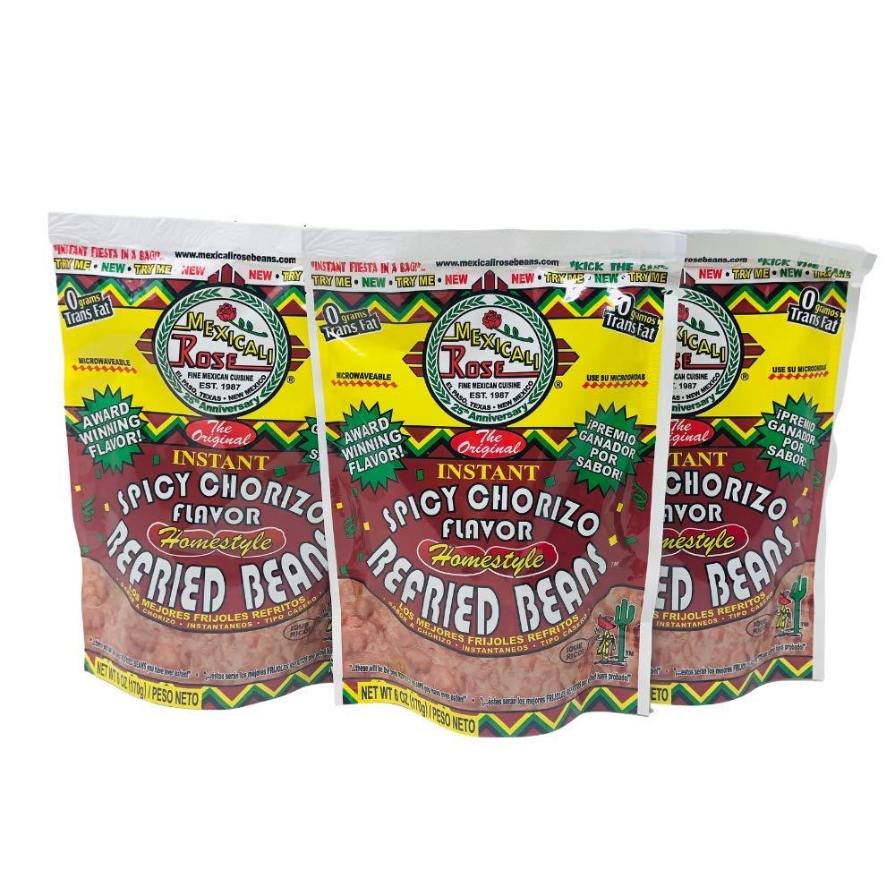 Mexicali Rose Spicy Chorizo Instant Refried Beans 6 Oz (Pack of 3 ...