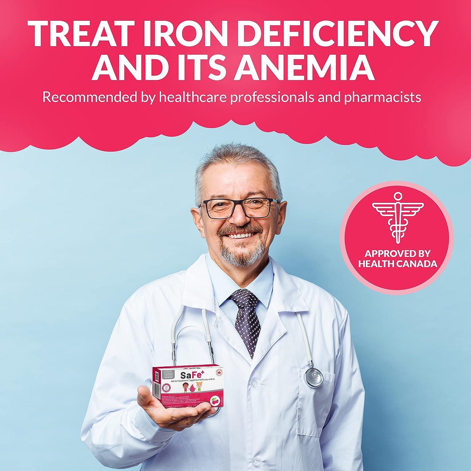 SaFe+ Liquid Iron for Children - 20mg/2mL Cherry Flavor - 30 Unit-Doses ...