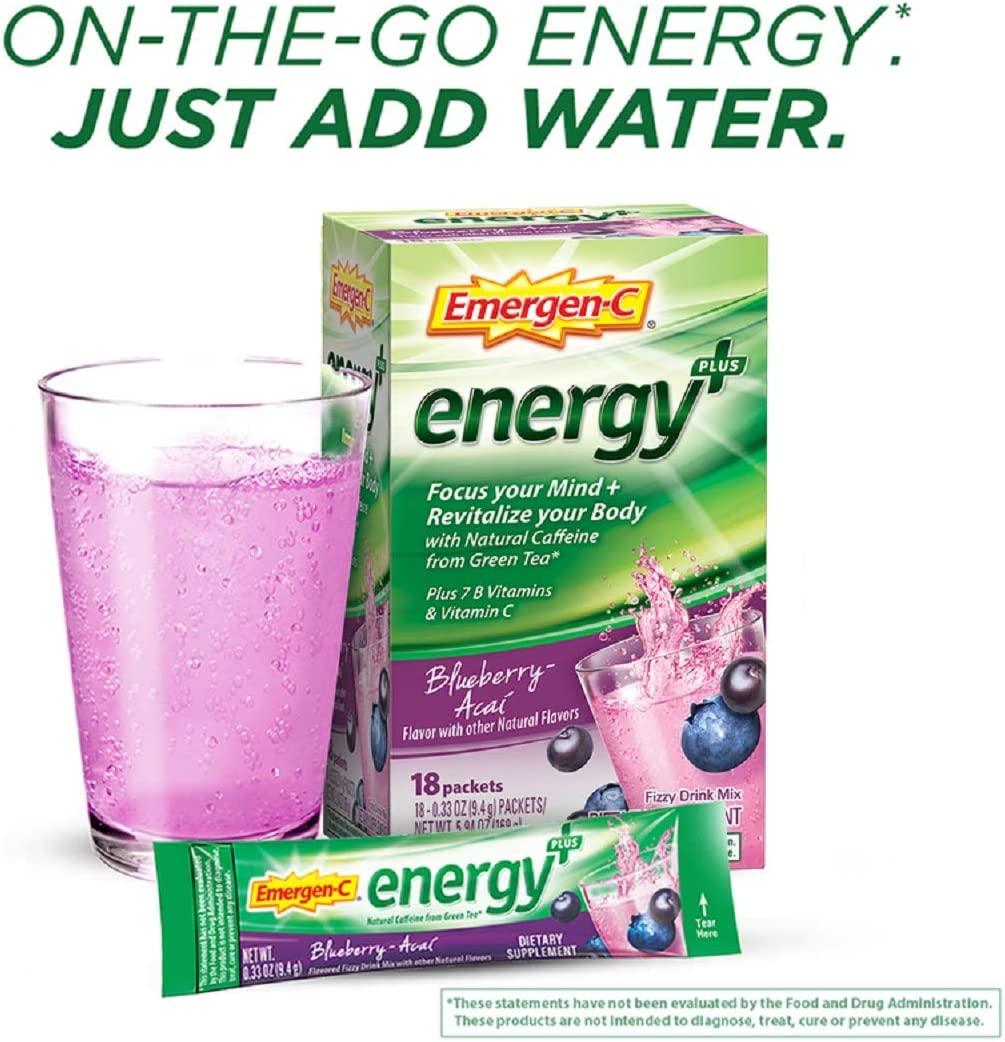 Emergen-C Energy+ Drink Mix - B Vitamins, Vitamin C & Natural Caffeine ...